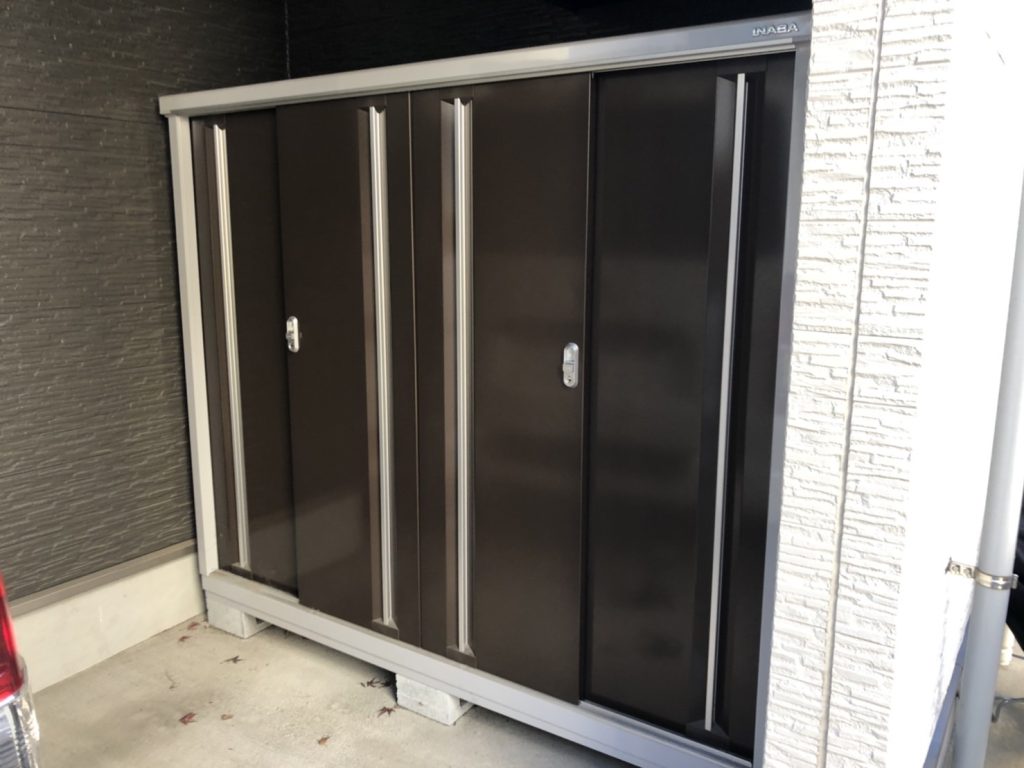 物置 INABA MJX-195D イナバ物置 シンプリー ブラウン 幅194cm 奥行51.5cm 高さ160.3cm 4枚扉 スチール 稲葉物置 - リサイクルショップ良品企画-買取実績