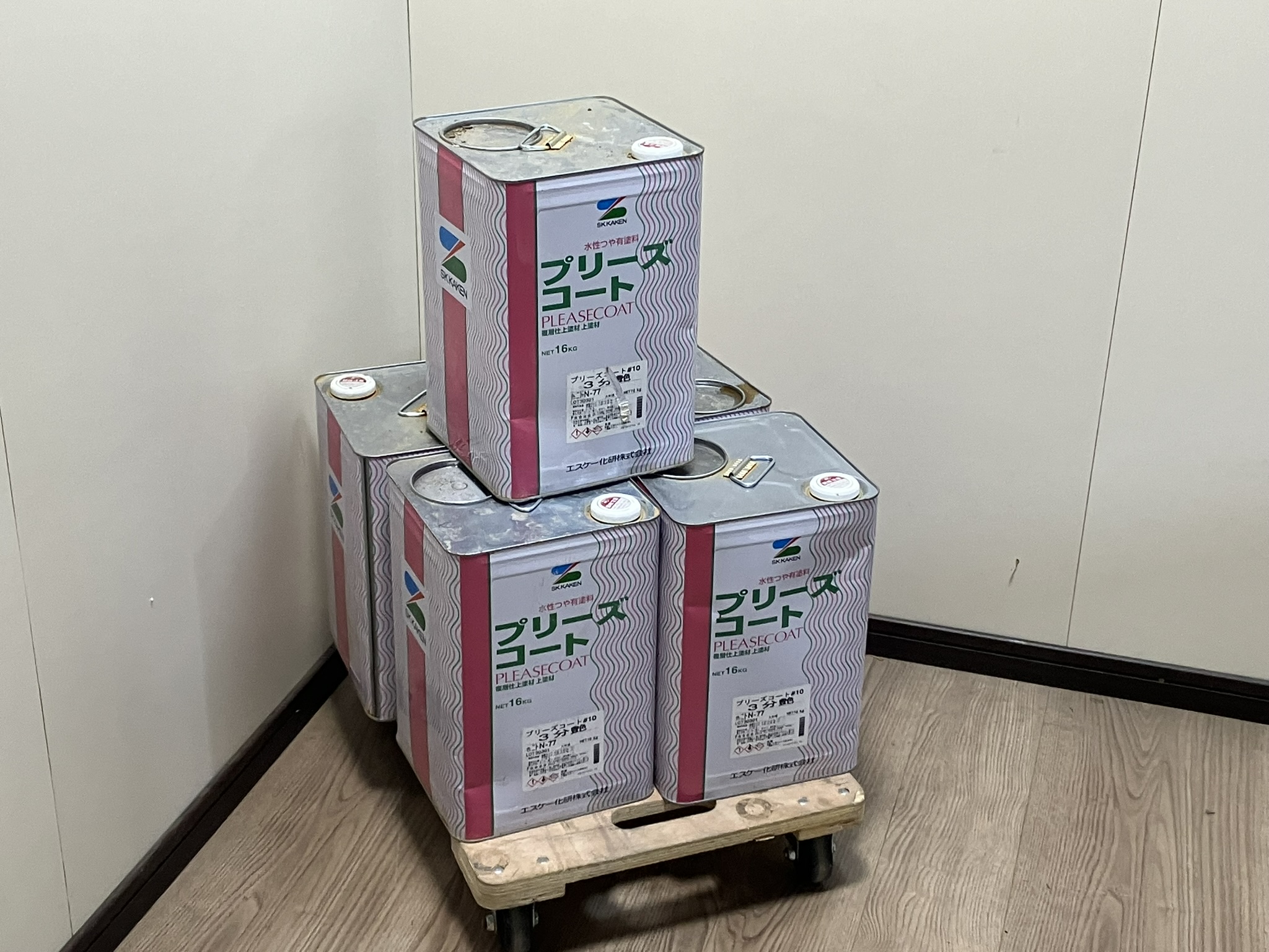 SK KAKEN エスケー化研 水性 つや有塗料 複層仕上塗材 プリーズコート 3分艶 ニトN-77 16kg 5缶セット - リサイクルショップ良品企画-買取実績
